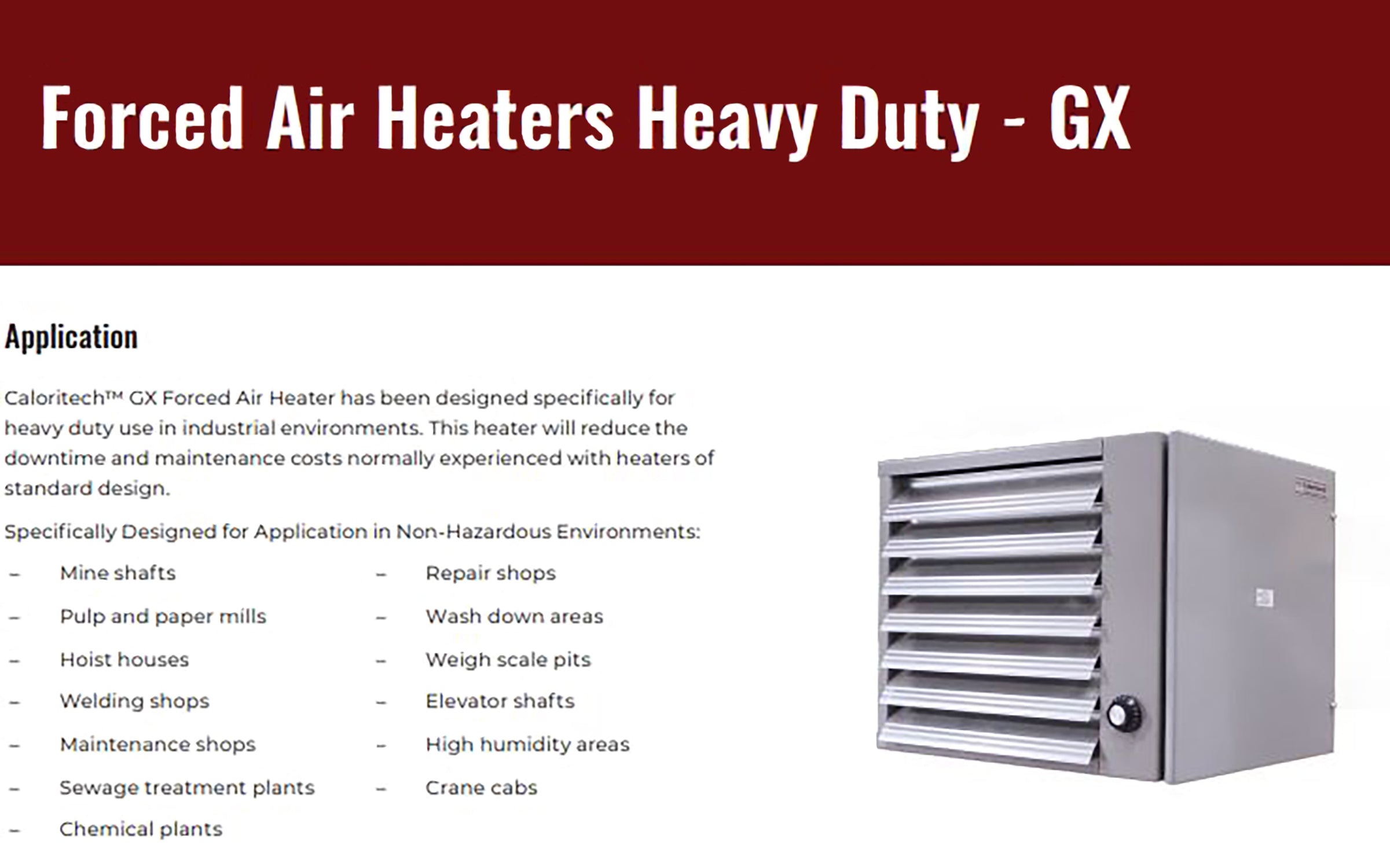 GX Series Heavy-Duty Forced Air Unit Heater w/ Thermostat (600V ...